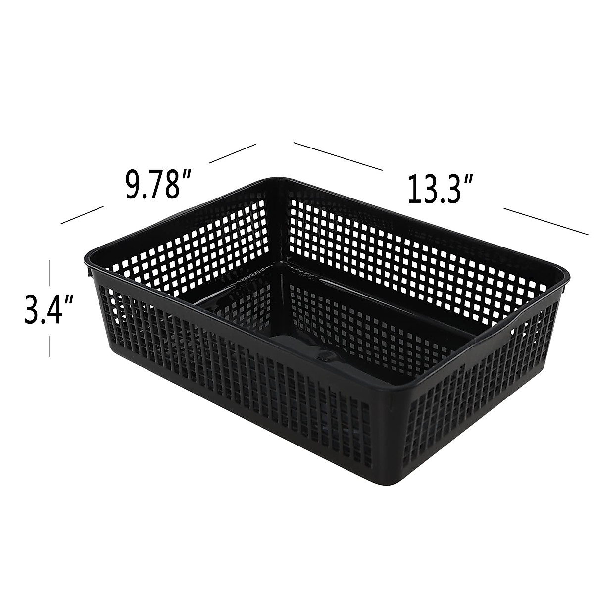 Leendines A4 Size Plastic Storage Trays, Shallow Storage Baskets Set of 6