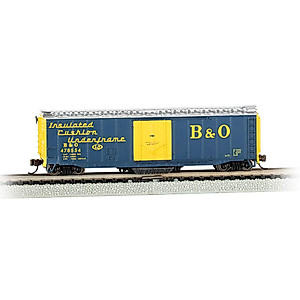 Bachmann Trains - 50' Plug Door Track Cleaning Box Car - B&O® (Blue & Yellow) - N Scale (16368)