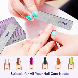 Nail Files (24 Pack), 100/180 Grit Emery Boards Nail File for Natural Nails and Acrylic Nails, Double Sided Emory Boards limas para unas acrilicas Profesional Fingernail Filer Reusable Manicure Gray
