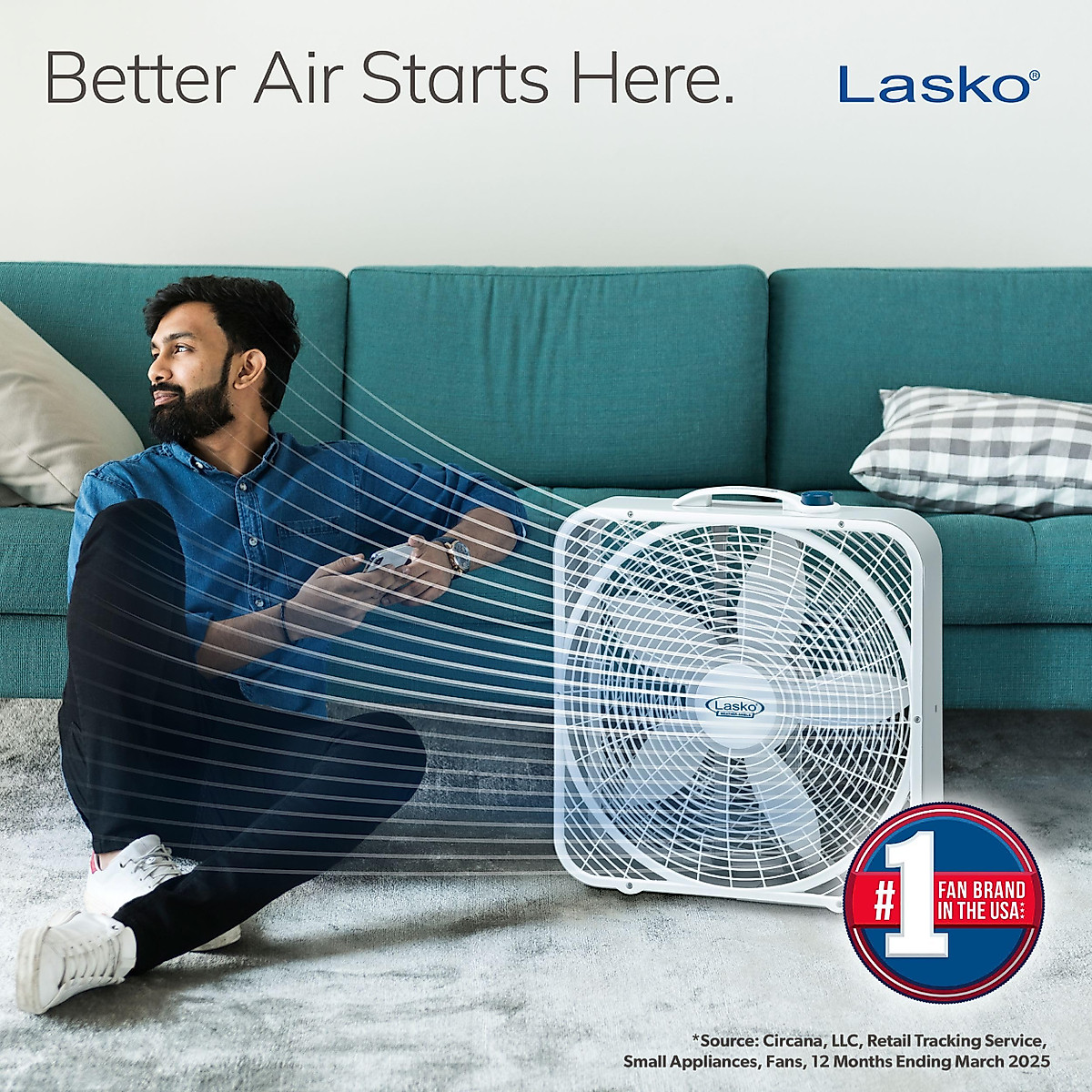 Lasko 20″ Weather-Shield Performance Box Fan-Features Innovative Wind Ring System for Up to 30% More Air, 20 Inch, 3720