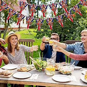 King Charles III Union Jack Bunting Banner with 15 Triangle Flags, Our New King To Be British String Bunting for His Majesty's Royal Coronation Ceremony Pub BBQ Royal Events Street Party Decorations