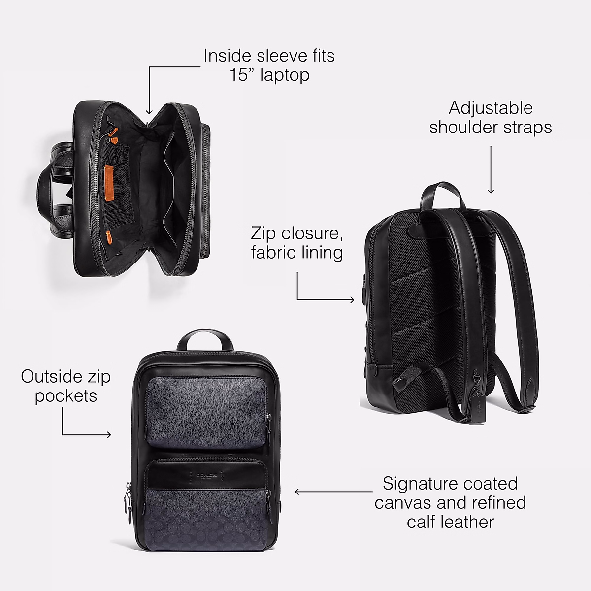 COACH Signature Gotham Backpack Ji/Charcoal/Black One Size