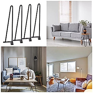 LCSDLHLSY Hairpin Legs 12 Inch,Furniture Legs 12 inch, Metal Home DIY Projects for TV Stand, Sofa, Cabinet, etc with Floor Protectors,Black 4PCS Set