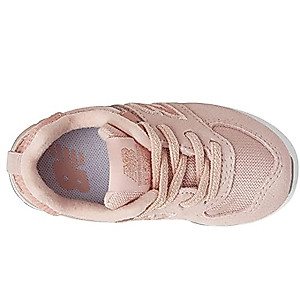New Balance Girls 574 V1 Bungee Sneaker, Pink Haze/White, 7 Toddler