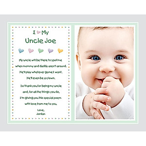 Sweet Uncle Personalized Poem from Niece or Nephew, 8x10 Inch Print with Names and Photo
