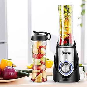 Personal Blender for Shakes, Portable Smoothie Makers, Food Prep,and Frozen Blending with 120V Voltage 350-Watt Base,600ml Mini Travel Blender Juicer for Kitchen