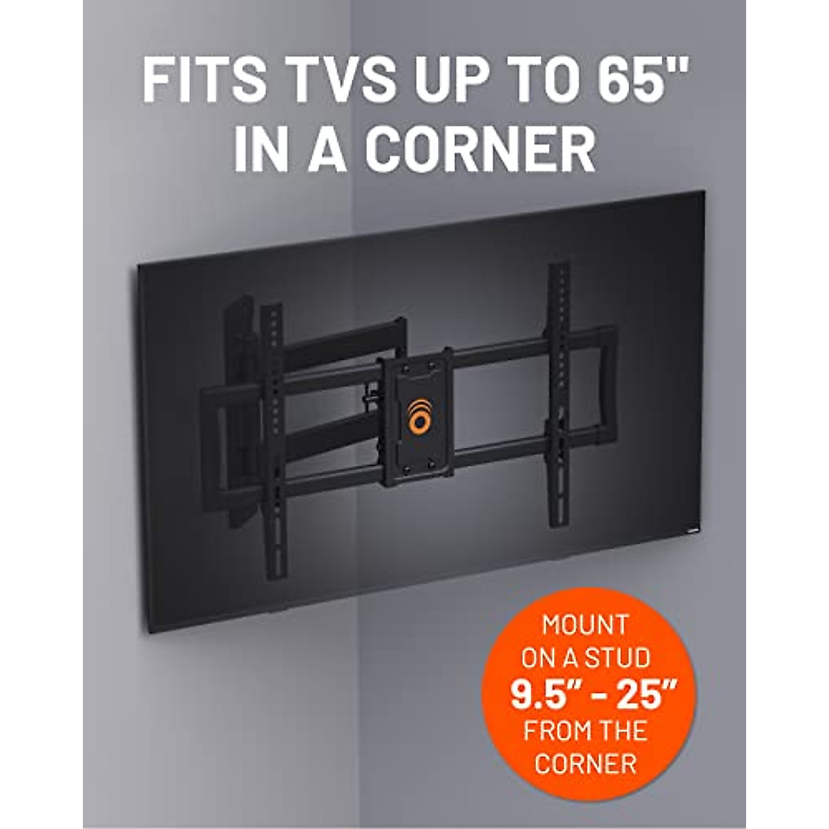 ECHOGEAR Corner TV Wall Mount for Big TVs - 24 Inches of Extension Plus Smooth Full Motion - Mount TVs Up to 65" in The Corner Or Up to 75" On A Flat Wall - Drilling Template & Cable Ties Included