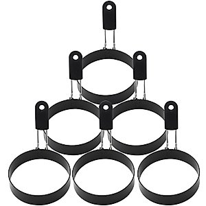 Egg Rings 6 Packs 3 Inch Stainless Steel Nonstick Egg Ring for Frying Eggs Round Cooking Egg Pancake Mold Egg Mold for Griddle (7.5cm*6)