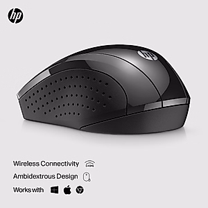 HP Wireless Mouse - Black, 15-Month Battery, 1600 DPI Sensor, Side Grips - For PC/Laptop, Mac, Chromebook