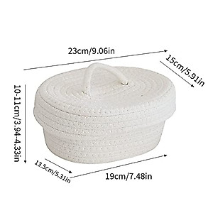 Pretty Comy Cotton Rope Storage Basket with Lid, Small Decorative Lid Storage Basket Containers for Organizing Keys, Makeup, Sundries