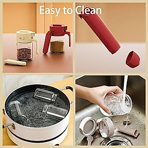 Manutox Multifunctional Seasoning Box, 2 in 1 Glass Spice Jars with Spoon, Multifunctional Kitchen Seasoning Box, Clear Glass Seasoning Jar with Lid and Spoon (Grey)