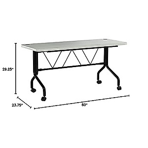 Office Star Resin Multipurpose Flip Training Table with Locking Casters for Home or Office Use, 5 Feet Light Gray