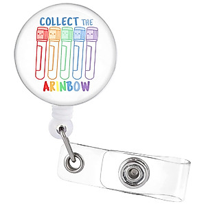 Phlebotomist Phlebotomy Tech Badge Reel Retractable with Alligator Clip Color Blood Tube Nurse Name Tag Card Badge Holder Nursing Doctor Lab Medical Office Work ID Clip