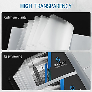MaxGear Business Card Organizer Business Card Holder Book, Portable Business Card Binder File Sleeve Storage, Business Card Holders, Name Card Holder for Men & Women, Capacity: 240 Cards, Black