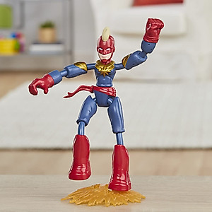 Avengers Marvel Bend and Flex Action Figure Toy, 6-Inch Flexible Captain Marvel Figure, Includes Blast Accessory, for Kids Ages 4 and Up