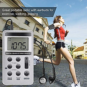 AM FM Portable Radio,Vnaovd Digital Tuning Pocket Radio with Best Reception, Personal Walkman Radio with Rechargeable Battery,Stereo Earphone,Lock Screen for Walk Jogging Gym Camping