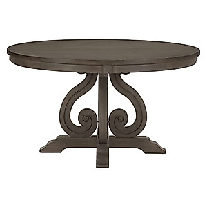 Lexicon Axton Round Dining Table, Distressed Dark Oak