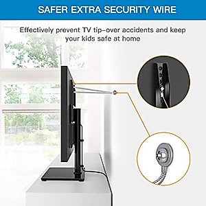 Universal TV Stand - Table Top TV Stand for 32-55 Inch LCD LED TVs - Height Adjustable TV Base Stand with Tempered Glass Base & Wire Management & Security Wire, Holds up to 88lbs, VESA 400x400mm