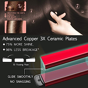 AXUF Hair Straightener, 2 in 1 Straightens & Curls with Adjustable Temp, Auto-Off Flat Iron, 1 Inch Dual Voltage - Flat Iron