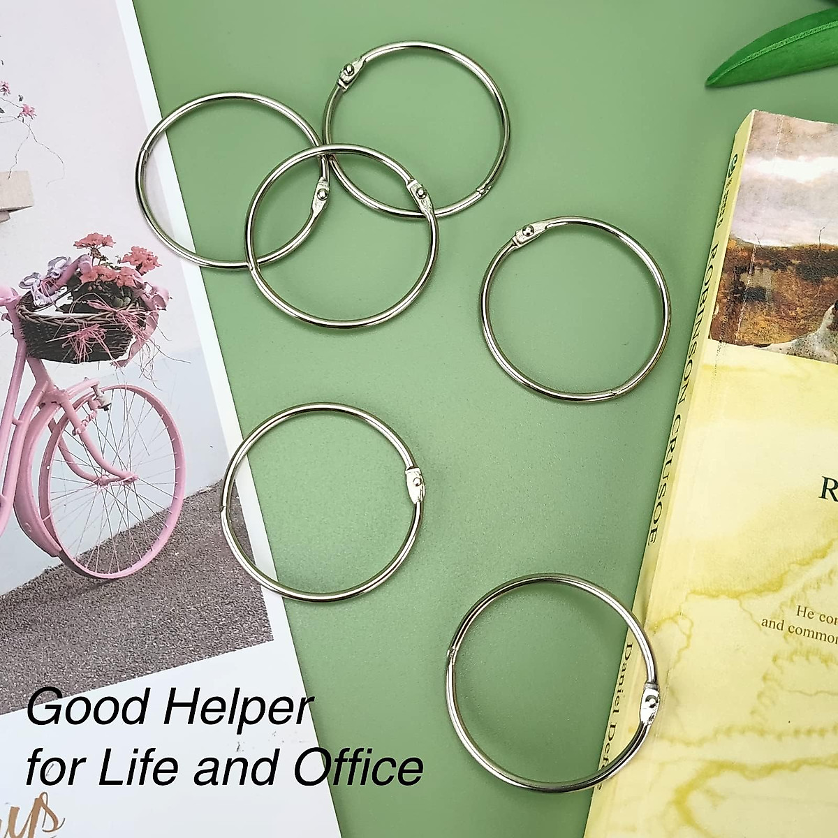 OWLKELA 2 Inch 30 Pack Loose Leaf Binder Rings, Nickel Plated Steel Binder Rings, Keychain Key Rings, Metal Rings for Index Cards, Book Ring, Ideal for School, Home, or Office