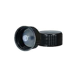 GlassBottleOutlet (80 Pack) 2 oz. Amber Boston Round with Black Poly Cone Cap