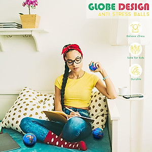 24 PCS Globe Squeeze Balls,2.5 Inch Stress Ball,Pressure Relieving Health Balls,Foam Squeeze Balls for Kids,School,Classroom,Party Favors