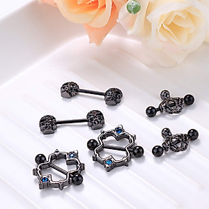 ORAZIO 7 Pairs 14G Nipplerings for Women Stainless Steel Heart Shape CZ Tongue Nipple Rings Barbell Piercing Body Jewelry