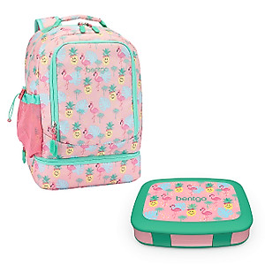 Bentgo 2-in-1 Backpack & Insulated Lunch Bag Set With Kids Prints Lunch Box (Tropical)
