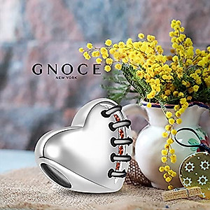 GNOCE Heart Charm Beads 925 Sterling Silver Bead Charms with Cubic Zirconia Fit for Bracelet/Necklace Valentine's Day Jewelry Gift for Women (heart-1)