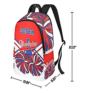 CUXWEOT Personalized Cheer Red White Cheerleader Backpack with Name Custom Travel Bag for women Men