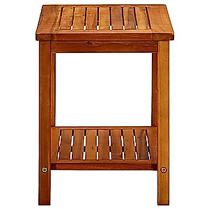 GOLINPEILO Solid Acacia Wood Side Table with a Bottom Shelf, Wooden Side Table End Table Couch Table for Living Room Home, Office 19.7" x 13.8" x 17.7" -AA