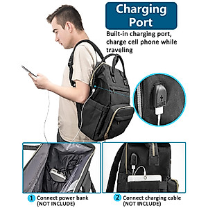 Erihop College Laptop Backpack Women 17 Inch Laptop Bag, Black