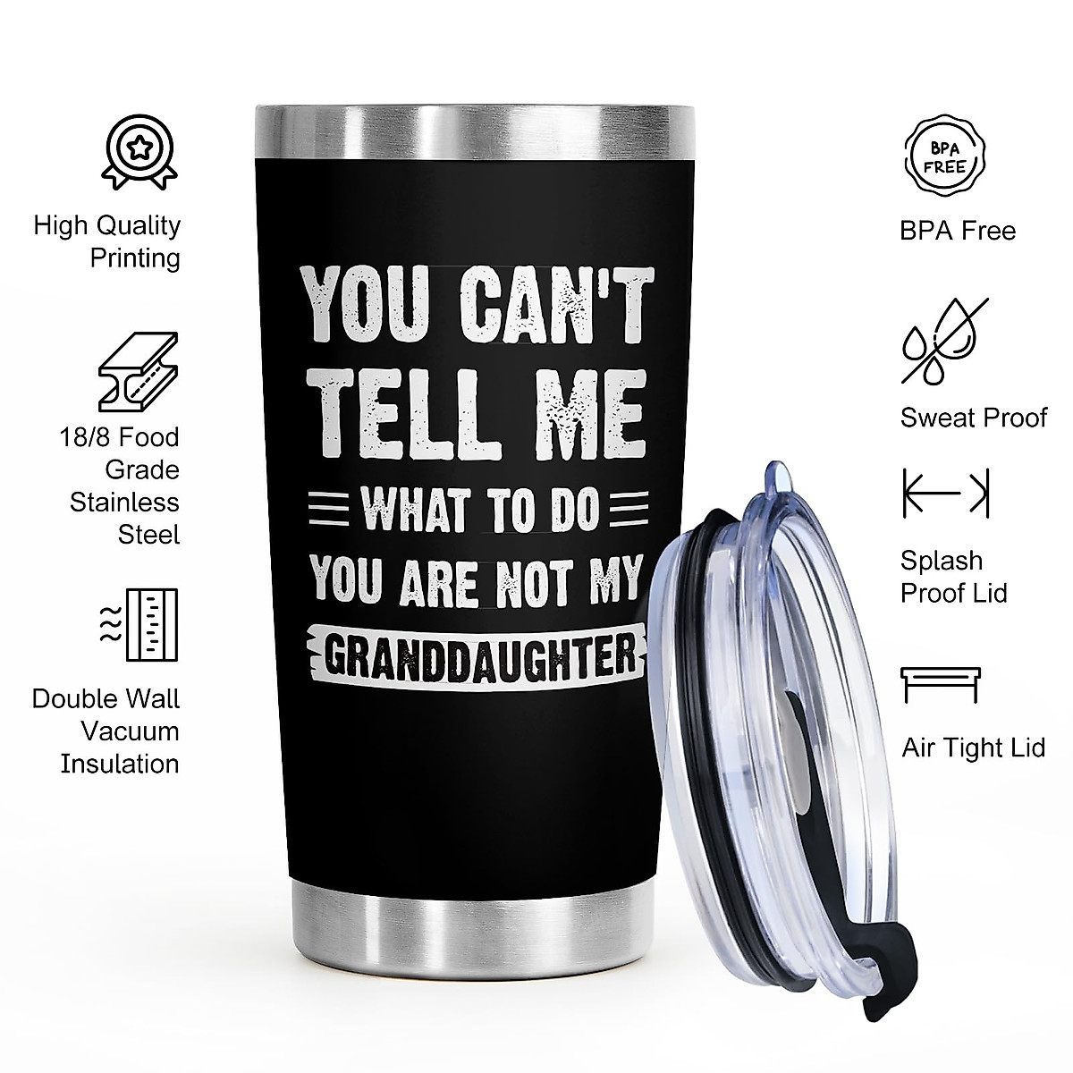 Leebbsin Gifts for Grandpa, Funny 20oz Tumbler with Lid, Grandpa Gift from Granddaughter, Grandson, Best Grandfather Birthday Gift for Grandfather, New Grandfather