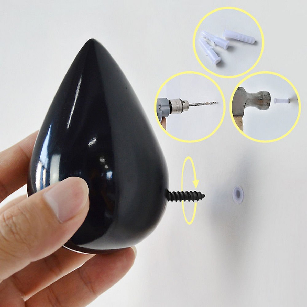 E Support Simple Water Drop Shaped Coat Hanger Wall Mounted Decorative Hooks Hat Rack for Hanging Bathroom Dressing Room Decoration