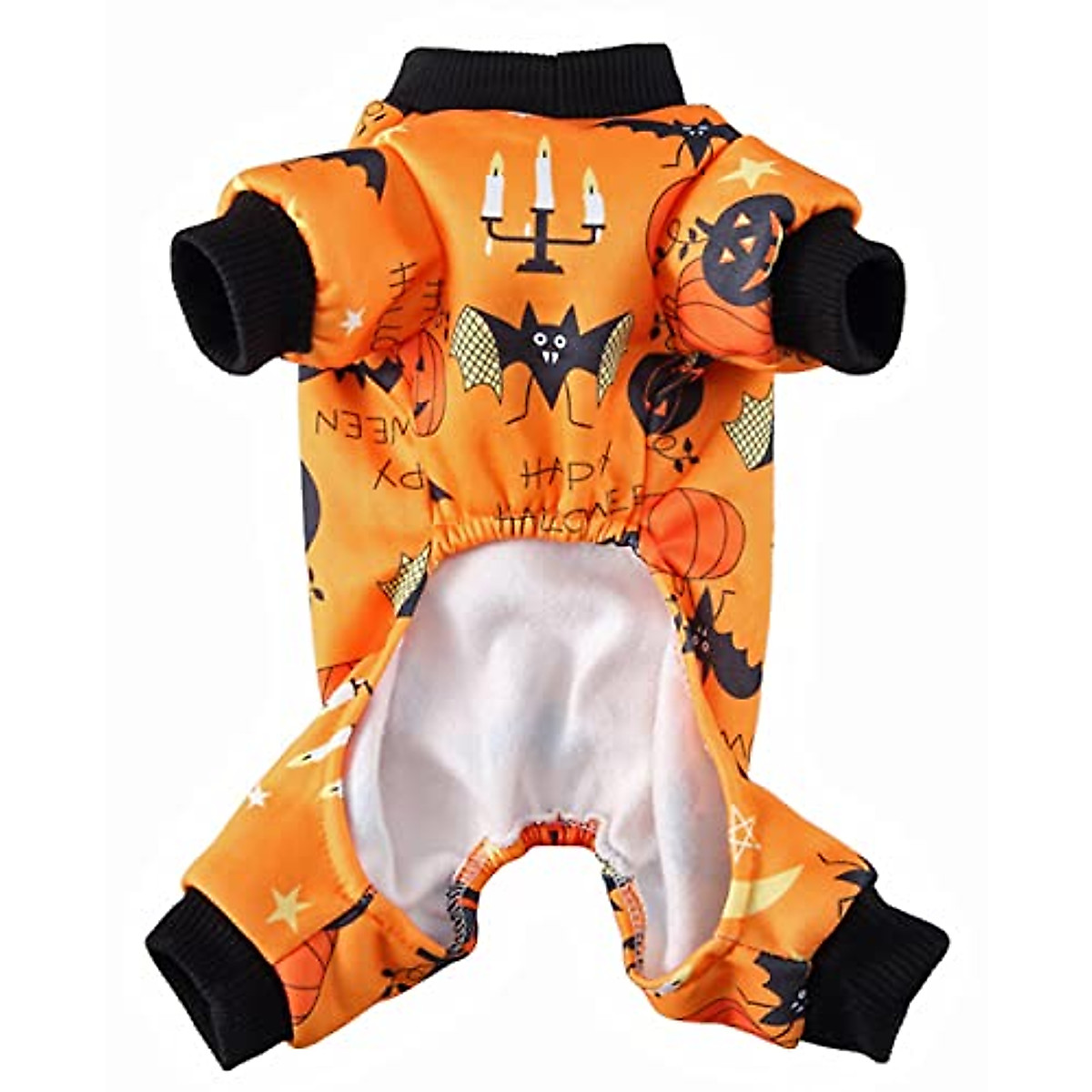 XIAOYU Halloween Dog Clothes for Small Pet Halloween Costume, Holiday Festival Dog Coat Jumpsuit, Dog Cat Apparel for Halloween Parties Cosplay, Candlelight/Pumpkin/Bat Pattern, S