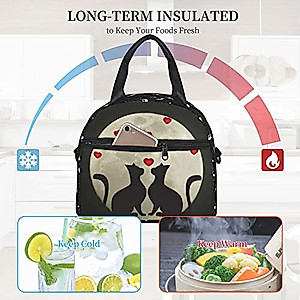 Cute Cats Lunch Bag Reusable Insulated Lunch Tote Bag Lunchbox Container With Adjustable Shoulder Strap For Office Work School Picnic Travel