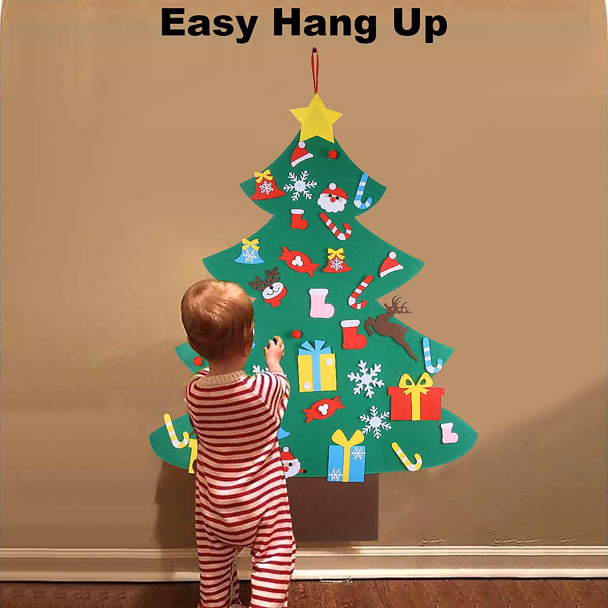 4FT DIY Felt Christmas Tree Set with 36pcs Ornaments - Wall Hanging Felt Xmas Tree for Kids Toddlers Christmas New Year Gift Decorations Party Supplier