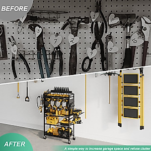 Sttoraboks Power Tool Organizer Cart with Charging Station, Garage Floor Workshop Rolling Storage Cart on Wheels for 6 Mobile Drill, Mechanic, Power Tool Box Utility Cart with Battery Charging, Black