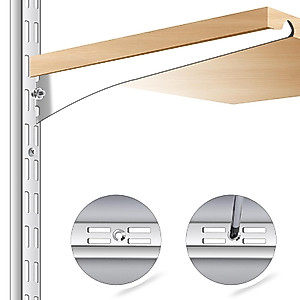 6 Pcs Double Track Shelving System 36 inch Shelf Track Upright Closet Shelves Rail Adjustable Wall Shelves Support for Kitchen Laundry Closet Organization Storage