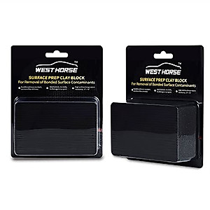 2 Pack Clay Block for Auto Detailing Car Surface Cleaning by WEST HORSE - Clay Bar Sponge - Clay Car Faster (4.6 in. x 3.5 in. x 1.7 in.) , Black