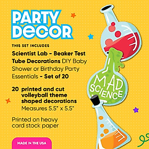 Big Dot of Happiness Scientist Lab - Beaker Test Tube Decorations DIY Baby Shower or Birthday Party Essentials - Set of 20