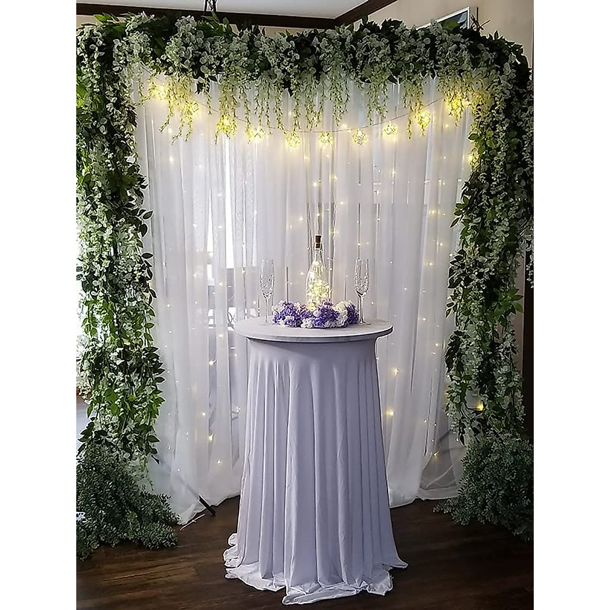 Round cocktail table skirt, white table cloth for highboy table, round tablecloth, spandex fitted table covers for 24 in tables, small corner table cover for high top party or wedding table