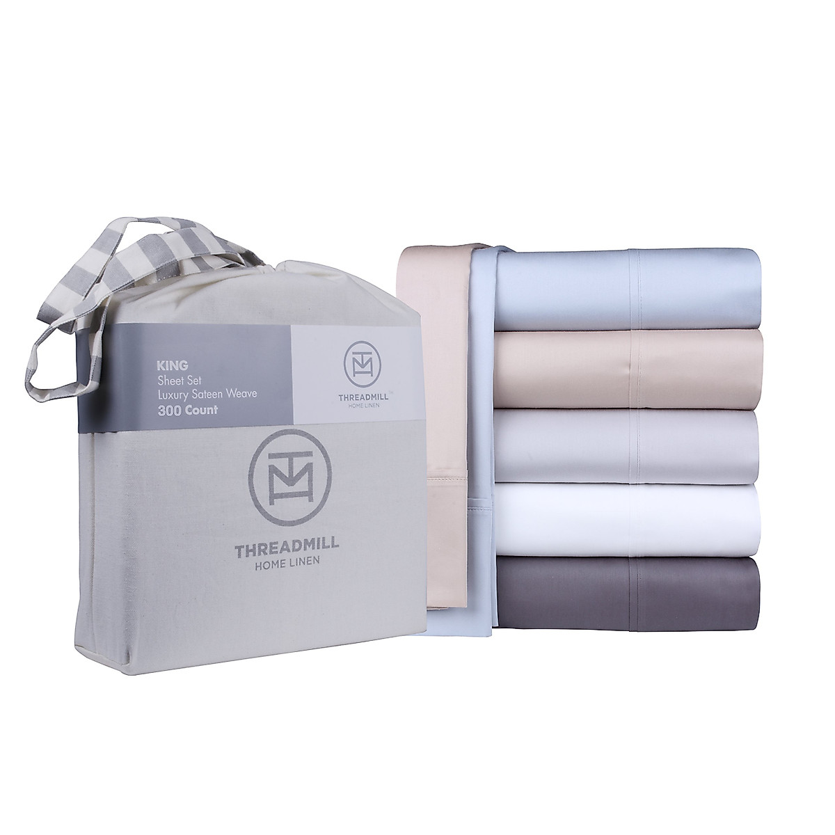 Threadmill Cotton Full Size Sheet Set| 100% Cotton Sheets for Full Size Bed | Solid Sateen Full Bed Sheets Set with 16” Elasticized Deep Pocket | Soft Breathable 4-Piece Cooling Sheet Set | Beige