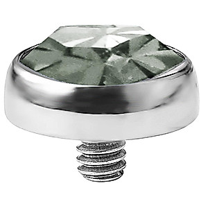 Forbidden Body Jewelry 14g Internally Threaded Ultra Thin Flat Disc 4.4 mm Smoky Black Gem Top for Dermal Piercing