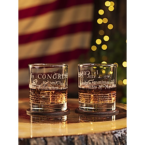 Declaration of Independence - Patriotic Old Fashioned Whiskey Rocks Glass - 12 oz capacity