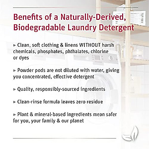 Grab Green 3-in-1 Laundry Detergent Pods, 24 Count, Fragrance Free, Plant and Mineral Based, Superior Cleaning Power, Stain Remover, Brightens Clothes