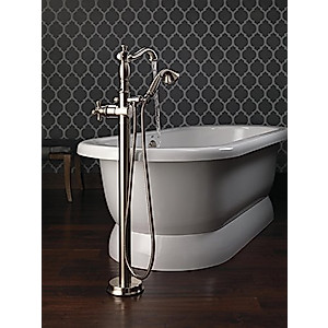 Delta Faucet Cassidy Floor-Mount Freestanding Tub Filler with Hand Held Shower, Stainless T4797-SSFL-LHP (Valve and Handle Sold Separately)