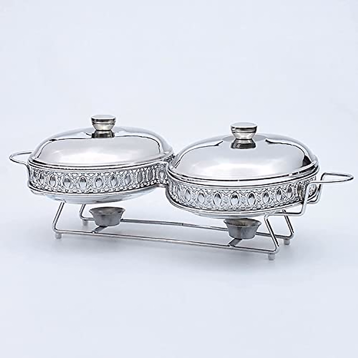 Food Warmer for Parties Buffets, Food Warming Tray Stainless Steel Chafing Dish Buffet Set, Chafer Set with Lid, Food Warmer for Parties Kitchen Banquet Dining,Gold (Color : Silver)