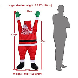 5.5 Ft Large Hanging Christmas Santa Claus Decorations,66.6'' Christmas Ornaments Hanging Santa Christmas Decoration from The Gutter Roof Outdoor Yard Decor Indoor Home Wall Car (5.5 ft(170 cm))