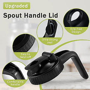 Mason Jar with Pour Spout Lid V-shaped, 64 oz Iced Tea Pitcher with Lids Double Leak Proof, 2 Quart Drink Pitcher for Breastmilk, Sun Tea, Juice, Coffee Creamer, Juice Containers